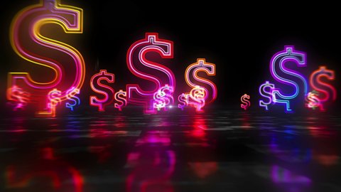 Dollar Money Symbol Money Glowing Neon Stock Footage Video (100% ...