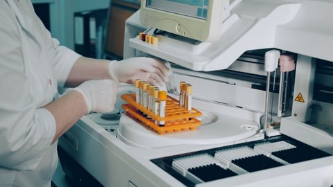 Test Tubes Getting Inserted Into Biochemical Stock Footage Video (100% ...