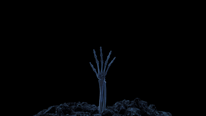 skeleton hand crawling out ground alpha Stock Footage Video (100% ...