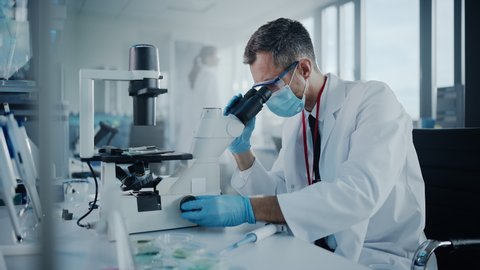 Medical Development Laboratory Scientist Wearing Face Stock Footage ...