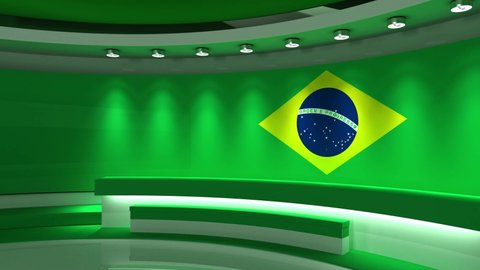 Tv Studio Loop Animation Brazilian Flag Arkivvideomateriale (100 % ...