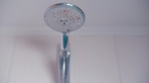water sprays out shower head camera Stock Footage Video (100% Royalty ...