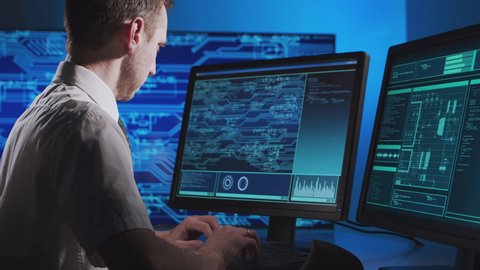Workplace Engineer Developing Microchip Professional Coder Stock ...