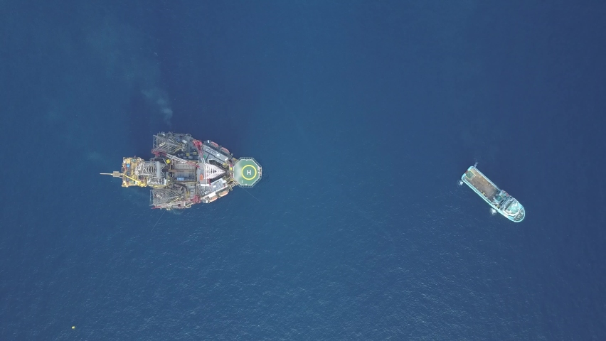 aerial view drone offshore jack rig Stock Footage Video (100% Royalty ...