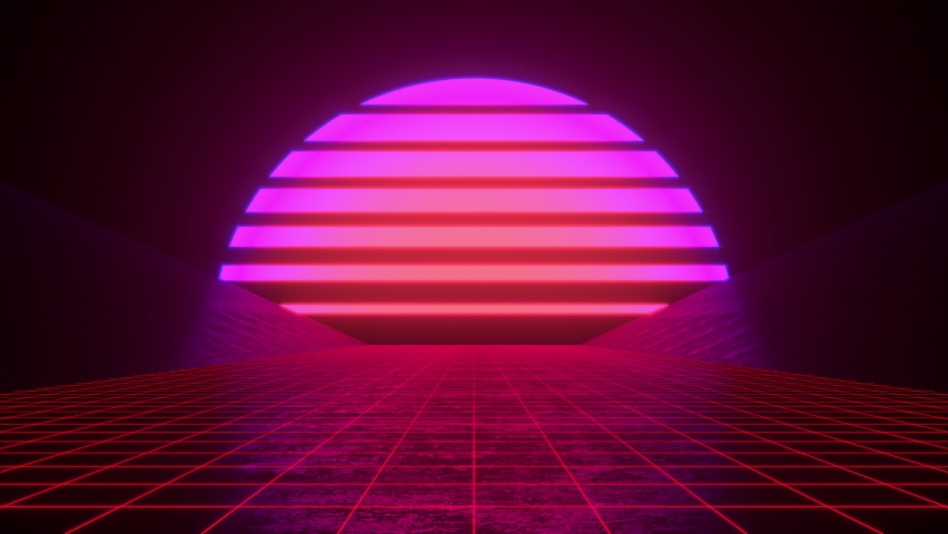 striped sun grid 80s retro futuristic Stock Footage Video (100% Royalty ...