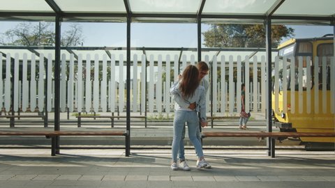 Man Woman Dancing Bus Stop They Stock Footage Video (100% Royalty-free ...