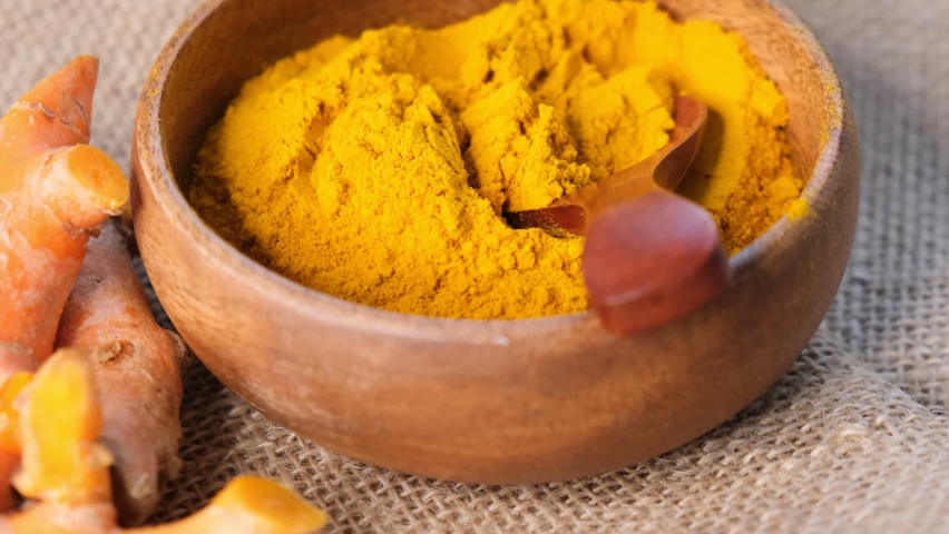 turmeric powder roots curcuma longa kurkuma Stock Footage Video (100% ...