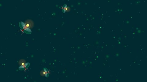 Firefly Insects Animation On Green Sparkling Stock Footage Video (100% ...