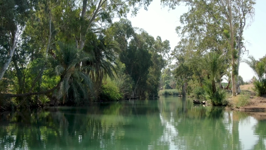 aerial shot flying over jordan river Stock Footage Video (100% Royalty ...