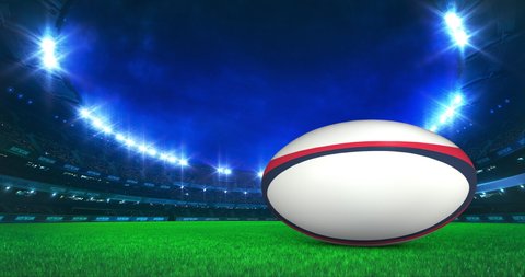 Modern Rugby Stadium Shining Lights Ball Stock Footage Video (100% ...