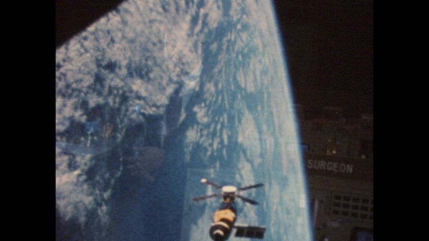 1980s satellites space shuttle circle above Stock Footage Video (100% ...