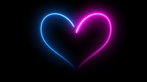 Heart Line Neon Light Isolated Black Stock Footage Video (100% Royalty ...