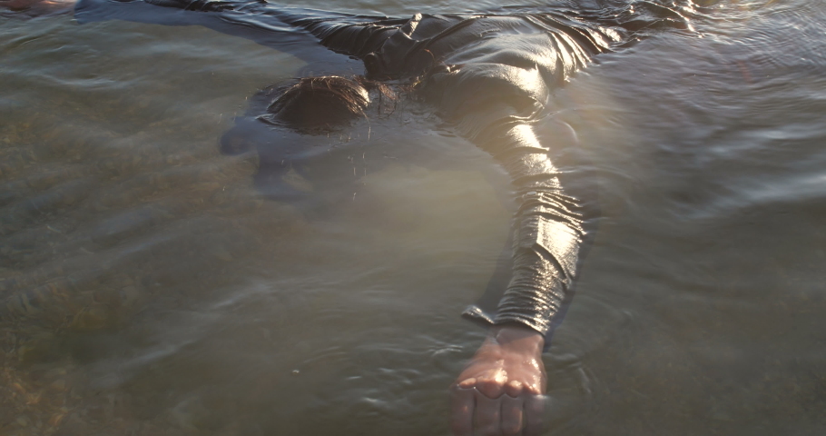 Drowned Man Long Dark Hair Water Stock Footage Video (100% Royalty-free ...