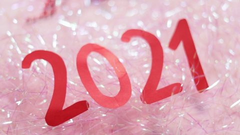 Inscription 2021 On Tinsel Numbers 2021 Stock Footage Video (100% ...