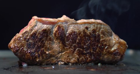 close-up falling tasty beef steak super Stock Footage Video (100% ...