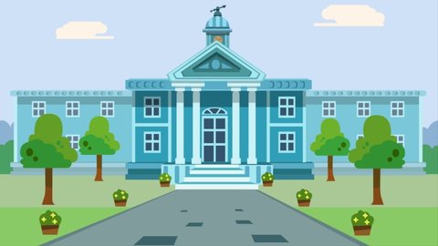 Court House 2d Cartoon Animation Backdrop Stock Footage Video (100% ...