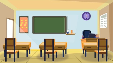 Classroom School Background 2d Cartoon Animation Arkivvideomateriale ...