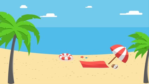 Beach Sea View Background 2d Cartoon Stock Footage Video (100% Royalty ...