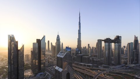 Aerial Birds Eye View Dubai City Stock Footage Video (100% Royalty-free ...