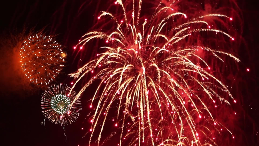 Many Colorful Fireworks Launched in Stock Footage Video (100% Royalty ...