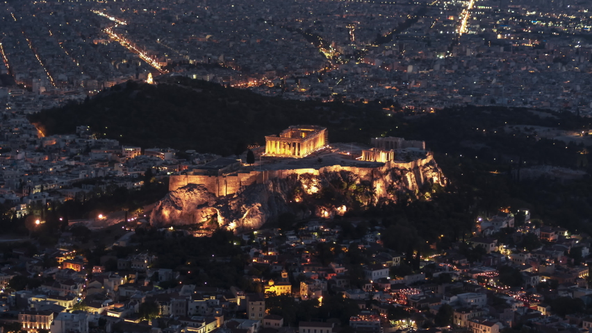 establishing aerial view shot athens parthenon Stock Footage Video (100 ...