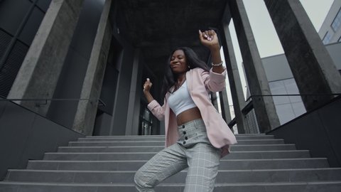 Young Black Girl Dancing Modern Dance Stock Footage Video (100% Royalty ...