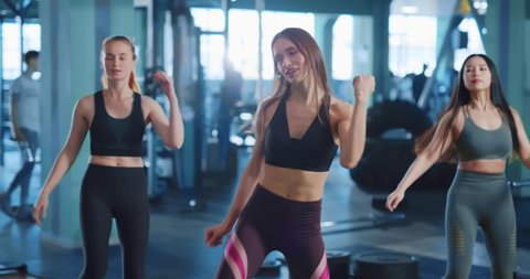 Girls Workout Caucasian Attractive Sportive Multiethnic Stock Footage ...