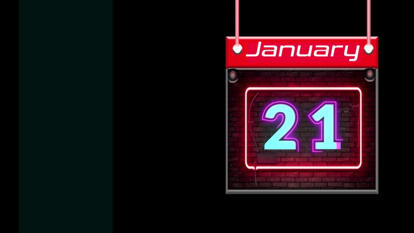 21 january neon effect text monthly Stock Footage Video (100% Royalty ...