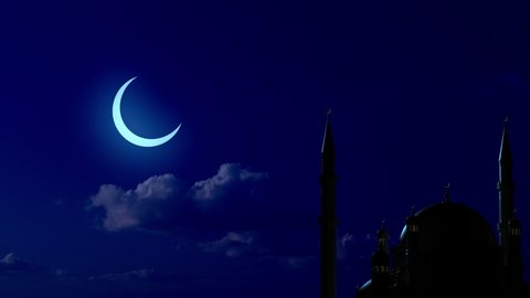 Moon Against Muslim Sky Background Mosques Stock Footage Video (100% ...