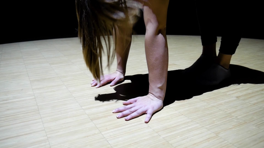 Circus Performer Does Handstand Different Positions Stock Footage Video ...