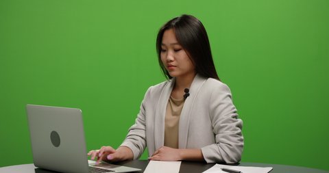Professional Female News Anchor Talking During Stock Footage Video (100 ...