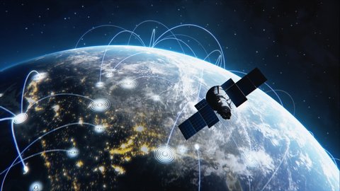 Satellite Flying Over Earth Seen Space Stock Footage Video (100% ...