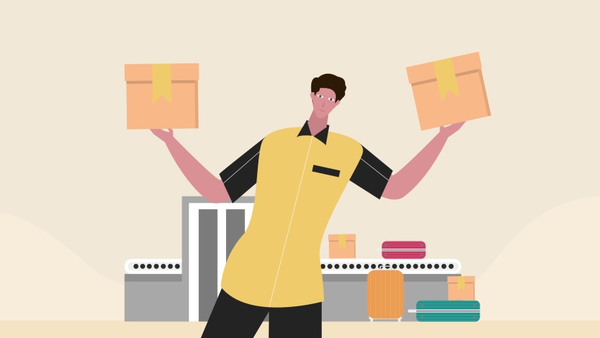 male customs officer animation holding two Stock Footage Video (100% ...