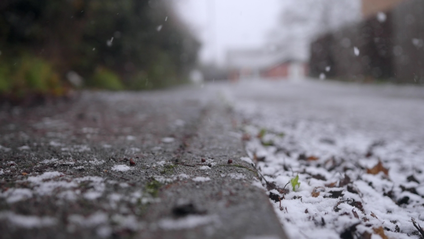 Snow Flakes Falling On Pavement Stock Footage Video (100% Royalty-free ...