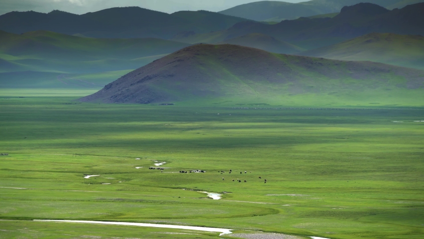 Vast Pastures and River in Stock Footage Video (100% Royalty-free ...