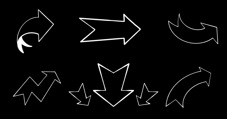 Set Animated Hand Drawn Doodle Arrows Stock Footage Video (100% Royalty ...
