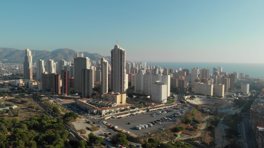 Benidorm Skyline. Aerial Drone Point Stock Footage Video (100% Royalty ...