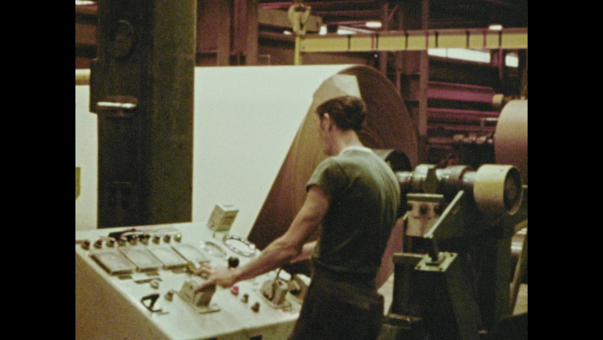 1970s person work paper mill operating Stock Footage Video (100% ...