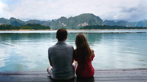 Back View Cute Happy Romantic Couple Stock Footage Video (100% Royalty ...