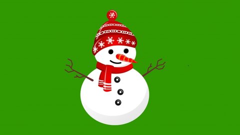 Snowman Background Animation On Green Screen Stock Footage Video (100% ...