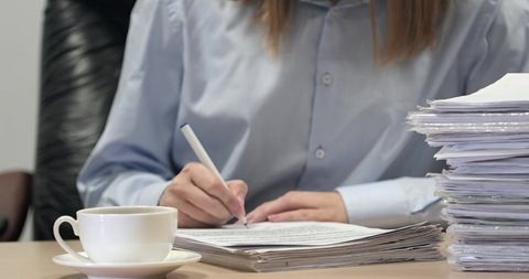 Office Worker Workplace Signing Many Documents Stock Footage Video (100 ...