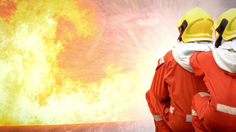 Firefighter Teamwork Fire Protection Suit On Stock Footage Video (100% ...