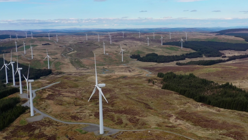 aerial view cefn croes windfarm multiple Stock Footage Video (100% ...