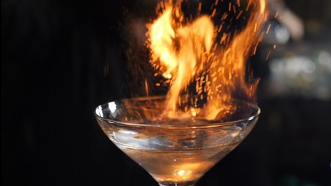 Bartender Threw Cinnamon Powder Flame Cocktail Stock Footage Video (100 ...