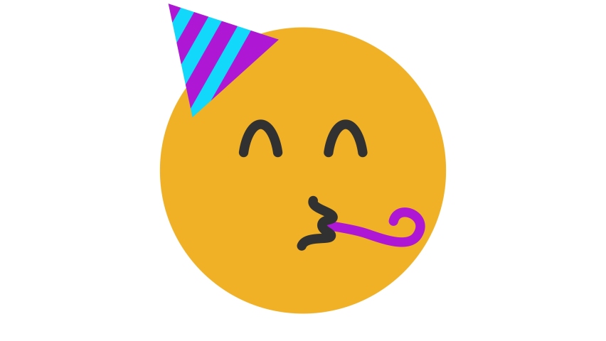 Partying Face Flat Animated Emoji. Stock Footage Video (100% Royalty ...