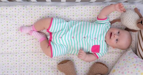 Cute Baby Lying Crib Top View Stock Footage Video (100% Royalty-free ...