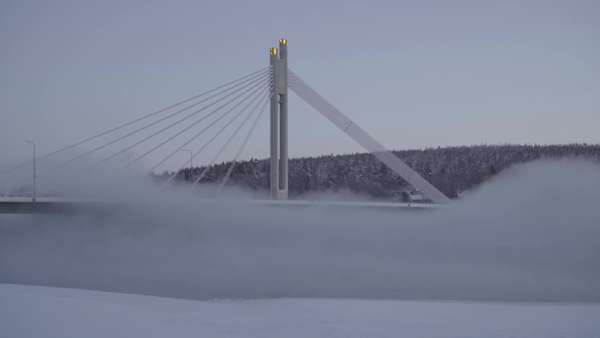 kemijoki river rovaniemi ounaskoski railway bridge Stock Footage Video ...