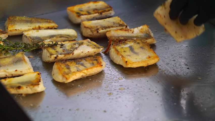 fish fillet fried pan seafood solomon's Stock Footage Video (100% ...