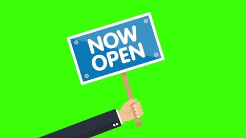 Now Open Sign Animationbusiness Hand Holding Stock Footage Video (100% ...