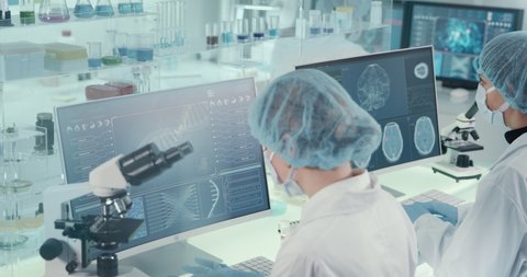 Two Female Scientists Sitting Front Computer Stock Footage Video (100% ...